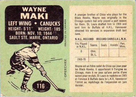 Wayne Maki 1970-71 O-Pee-Chee 116