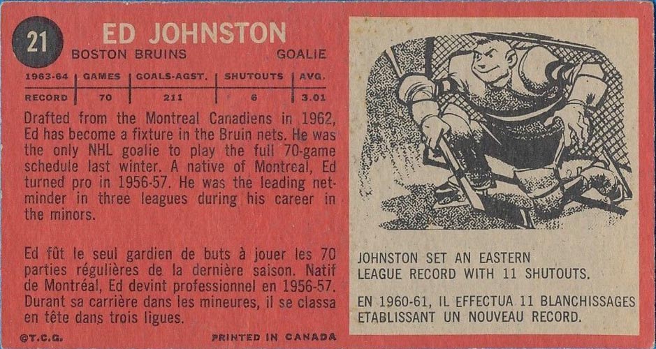 Ed Johnston 1964-65 Topps 21