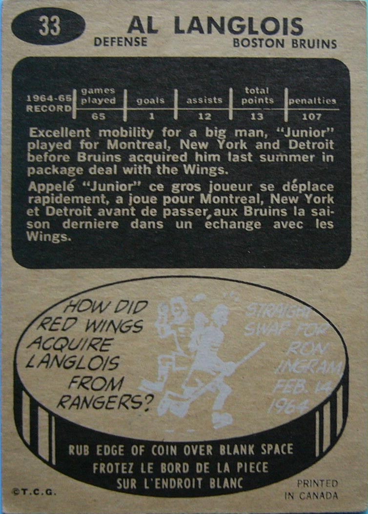 Al Langlois 1965-66 Topps 33